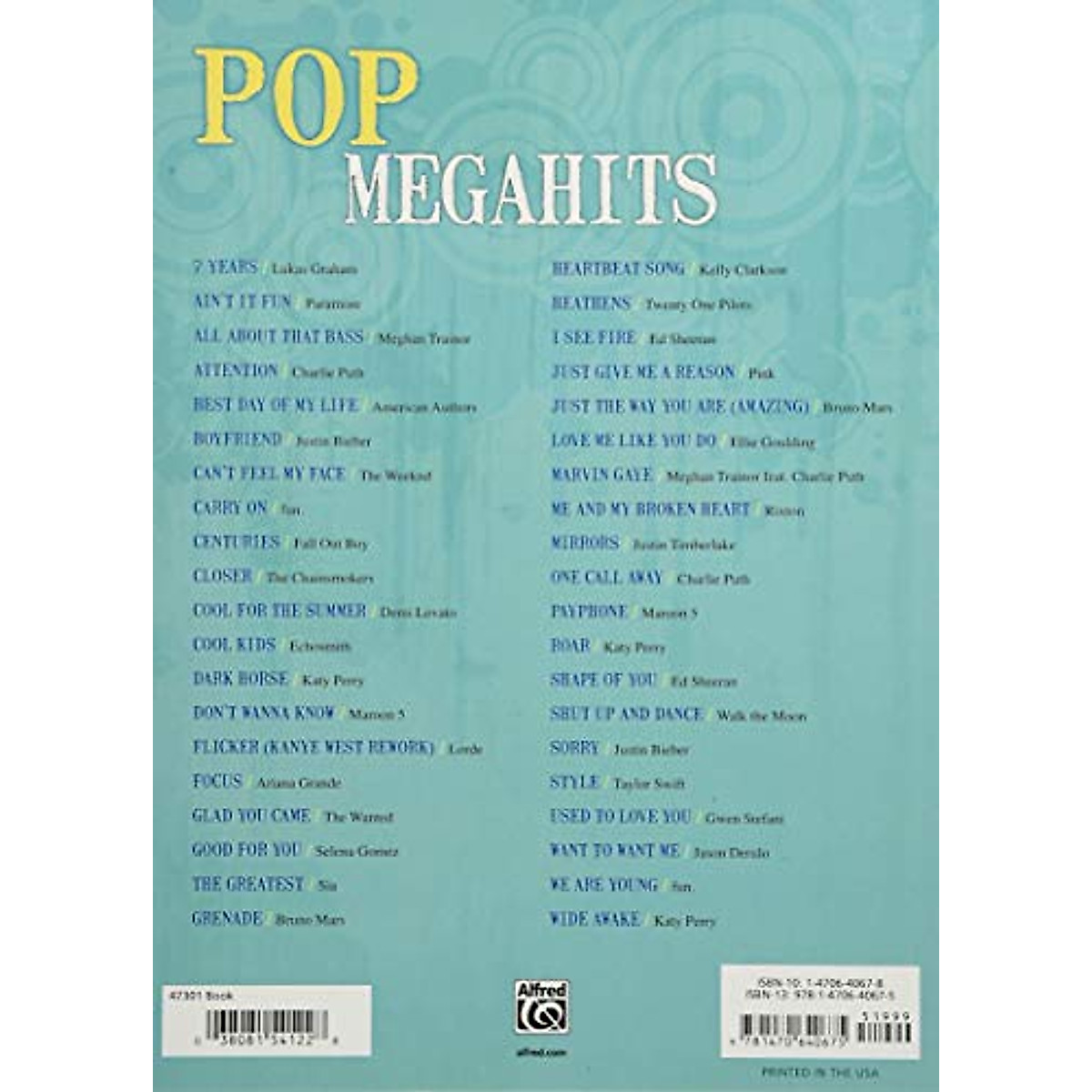 Pop Megahits: 40 Chart-Topping Pop Songs (Easy Piano)