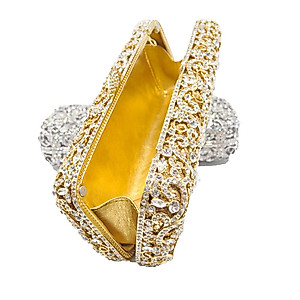 Boutique De FGG Fancy Flower Clutch Handbag Women Evening Bags and Clutches Formal Bridal Crystal Clutch Purse (Small,Gold&Silver)