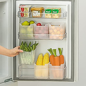 Poeland Refrigerator Organizer Box, Fridge Side Door Storage Containers Plastic Translucent Pack of 3