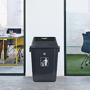 Lasbily Set of 4 15 Gallon Plastic Swing Top Trash Cans, Large Tall Kitchen Waste Garbage Bin with Swing Lid for Indoor/Outdoor Use