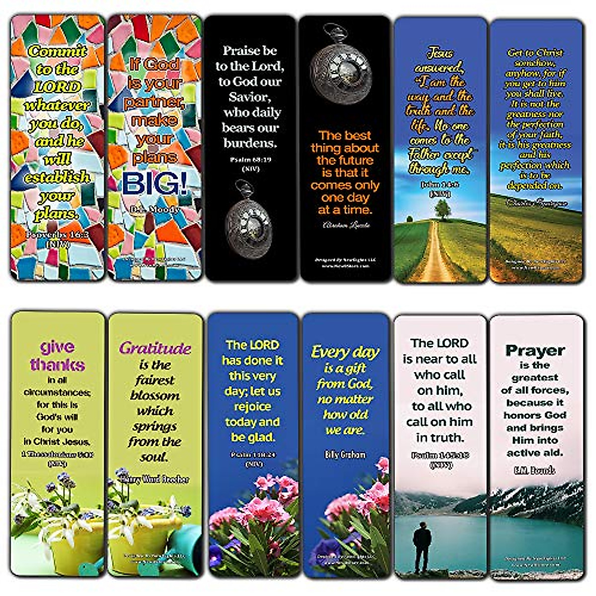Encouraging Christian Quotes About Life and God (12 Pack) - Collection of Inspiring and Motivational Bible Verses and Motivational Authors