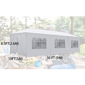 FDW 10'x30' Canopy Tent, Outdoor Wedding Tent Water-Proof Party Tent with 8 Removable Walls for Parties Wedding Camping