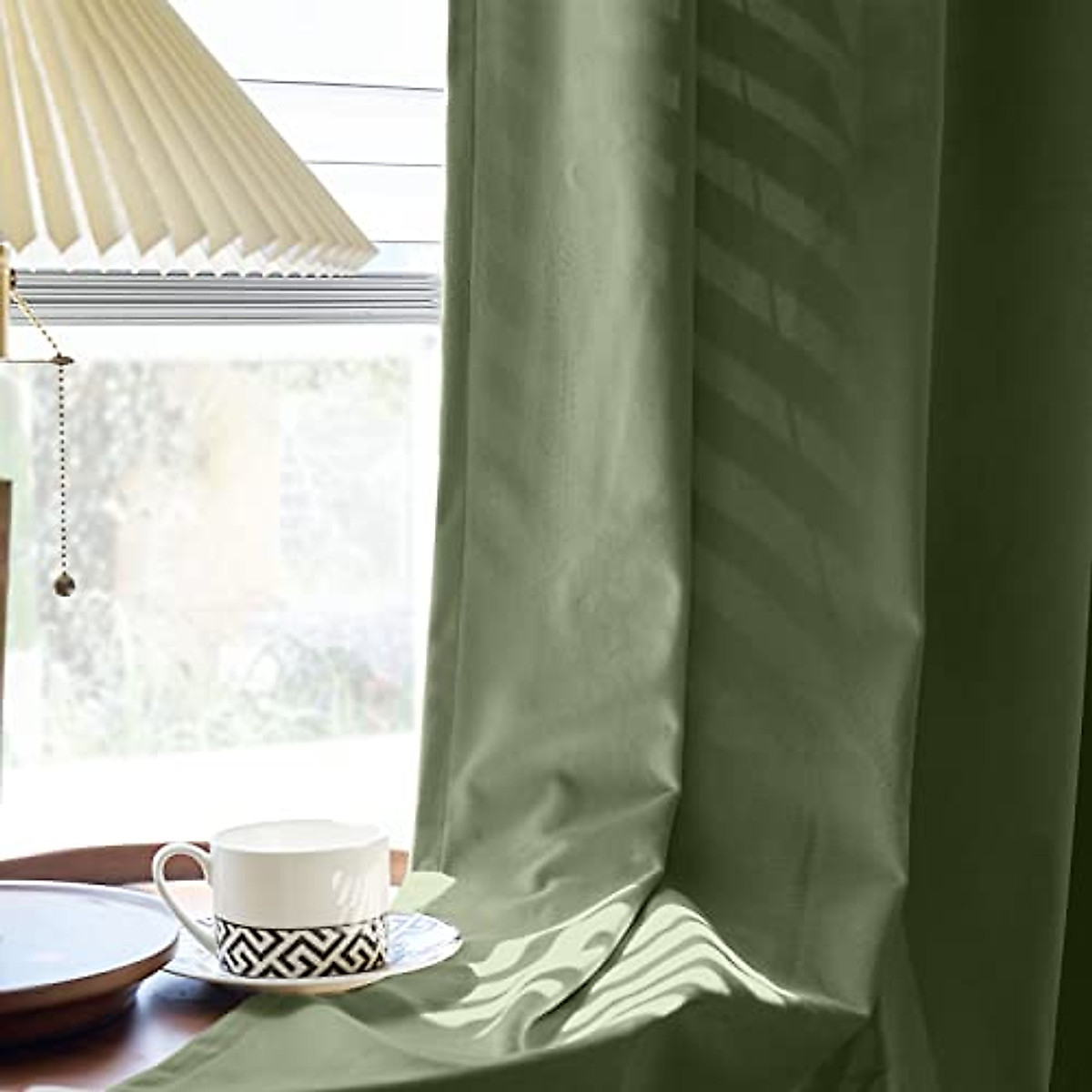 COLLACT Sage Green Velvet Curtains 96 Inches Long Blackout Curtains for Bedroom Living Room Darkening Thermal Insulated Rod Pocket Luxury Soft Window Drapes 2 Panels