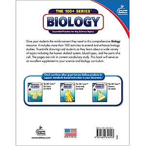 Carson Dellosa The 100 Series: Biology Workbook—Grades 6-12 Science, Matter, Atoms, Cells, Genetics, Elements, Bonds, Classroom or Homeschool Curriculum (128 pgs)