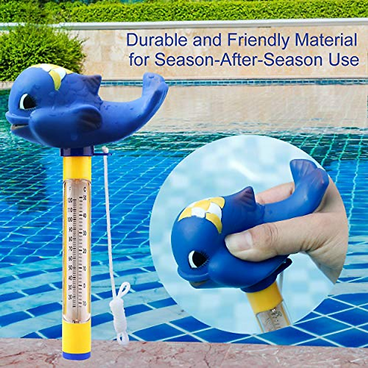 Blufree Pool Thermometer Floating, Shatter Resistant, Indoor Outdoor Thermometer Pond Water Thermometer for Swimming Pools, Spas, Hot Tubs, Aquariums & Pond