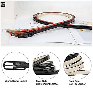 SUOSDEY 4 Pack Thin Belts for Women Skinny Leather Belts with Metal Buckle for Dresses Pants Jeans