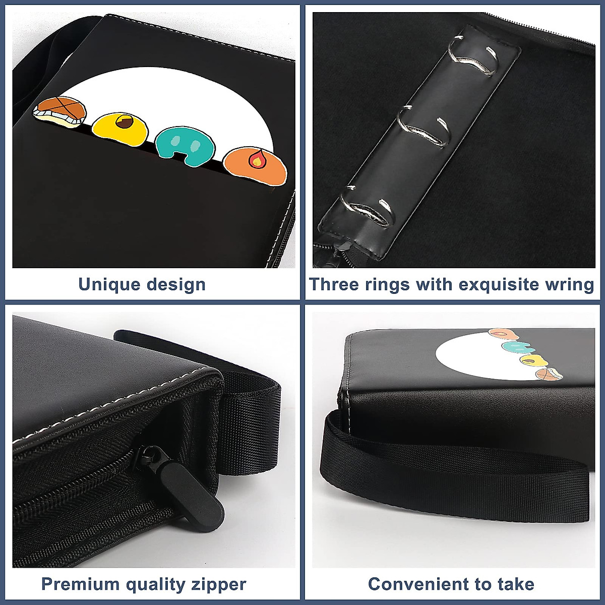 400 Cards 4-Pocket Soccer Card Binder for Cards, Zatozkar Cards Holders Album for TCG Holders with 50 Removable Sleeves Hold Cute Back Design for Trading Cards Happy New Year Gifts