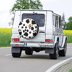 Animal Paw Prints Print Spare Tire Cover Sun Protection Waterproof Fit Trucks Jeeps Trailers RV SUV Vehicle 17 inch