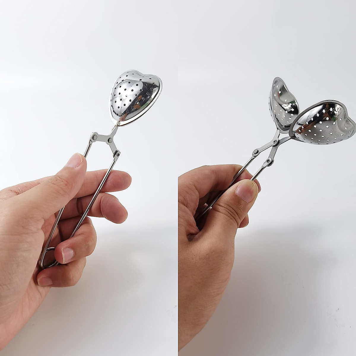 ROYHOO10PCS Stainless Steel Tea Filters Loose Leaf Tea Infuser Strainers Reusable Interval Diffuser Heart-shaped Tea Partition Spoon