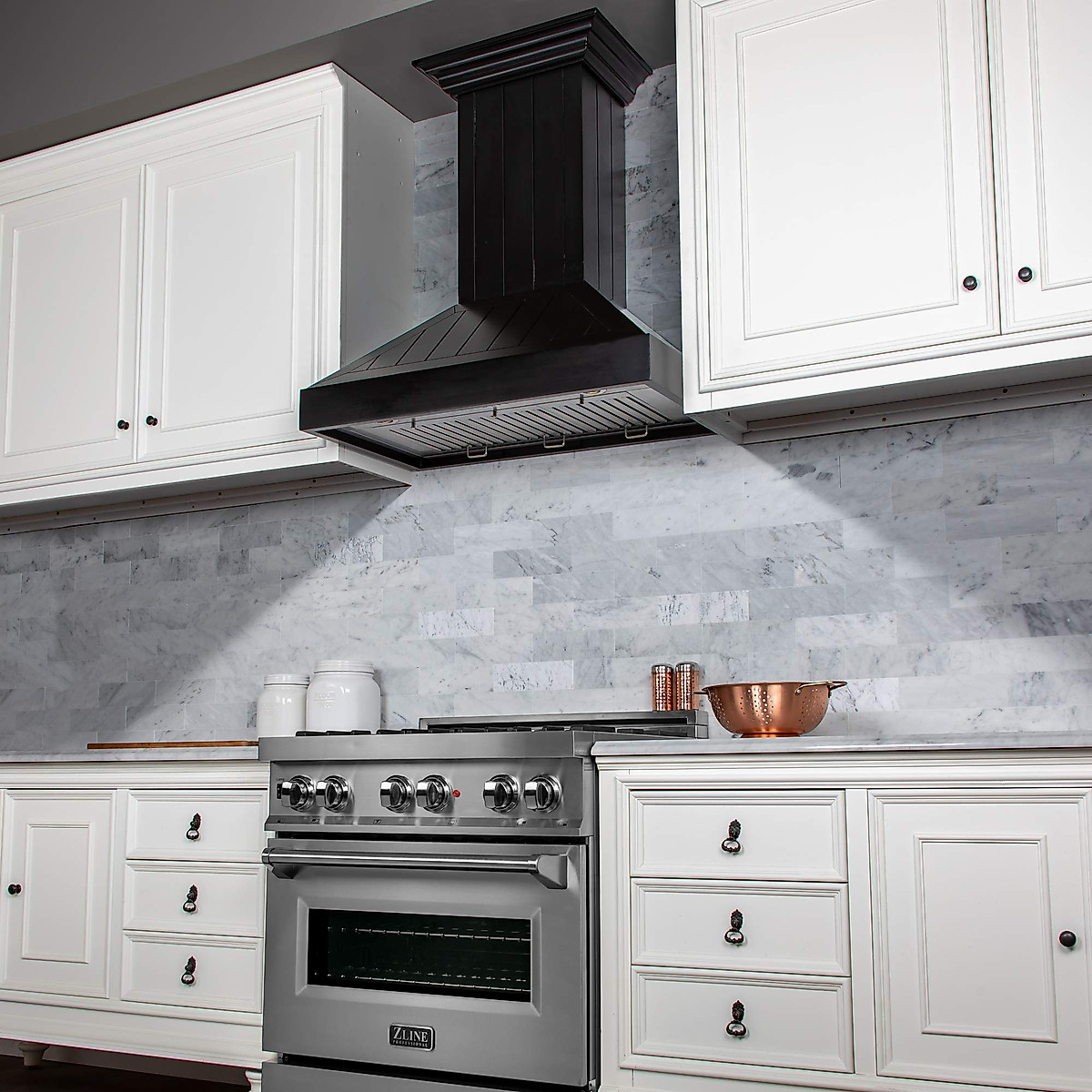 ZLINE 36 in. Wooden Wall Mount Range Hood in Black - Includes Motor (KPCC-36)