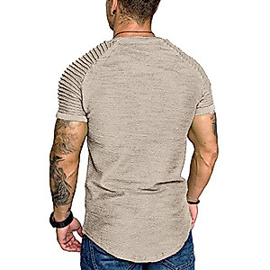 COOFANDY Mens Stylish Gym Tee Fashion Workout Muscle Shirt Khaki M