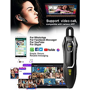 Wireless Bluetooth Earpiece V5.0 for Cell Phone, Powerful Noise Cancelling, Voice Command, Single Ear Bluetooth Headset with Microphone, Handsfree Earpiece for Trucker/Android/iPhone