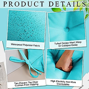 Back Chair Cushion Outdoor Indoor Tufted Seat/Back Chair Cushion Patio Seating Cushions Waterproof Rocking Chair Pads Weather Resistant Patio Chair Cushions for Outdoor(Lake Blue, 6 Pcs)