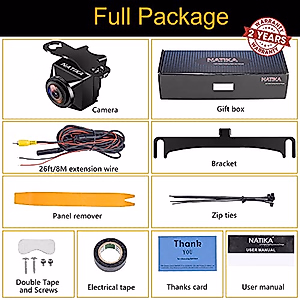 NATIKA Backup/Front View Camera: No Distorted Affect Starlight Night Vision HD Waterproof 960H CVBS/720P AHD Hitch Backup/Reverse/Rear View Camera License Plate for Cars Pickup Trucks SUV RV Van