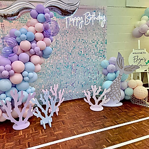 COKAOBE Rainbow Blue Shimmer Wall Backdrop 24PCS Rainbow Blue Sequins Backdrop Decoration Panels, Photo Backdrops for Baby Shower Mermaid Unicorn Birthday Anniversary Wedding Decoration (Rainbow Blue)