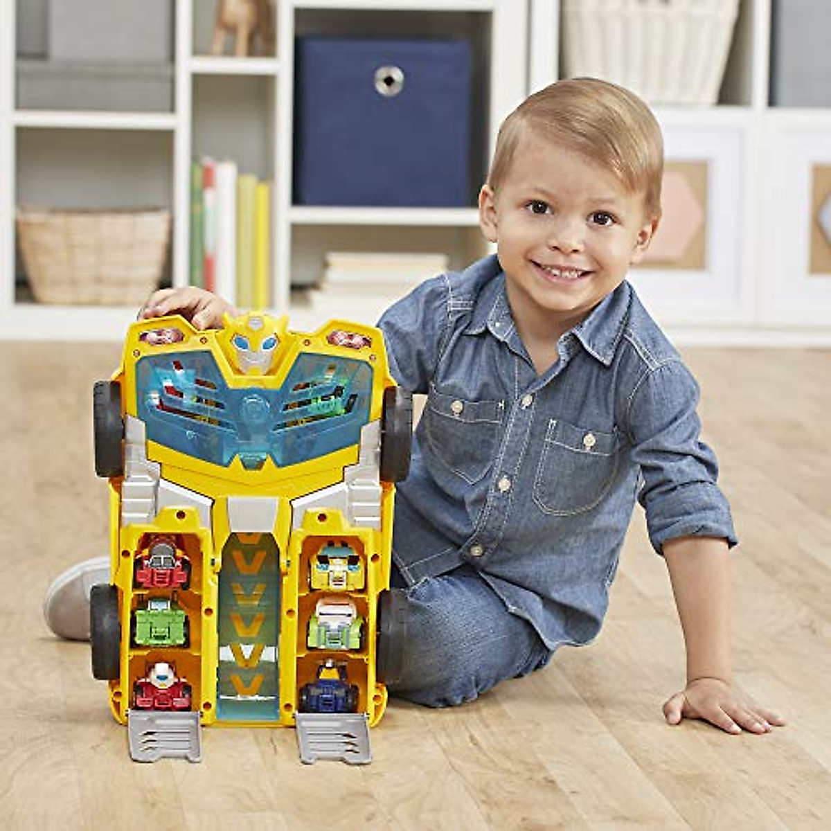 Playskool Heroes Transformers Rescue Bots Academy Bumblebee Track Tower 14" Playset, 2-in-1 Converting Robot, Collectible Toys for Kids Ages 3 & Up