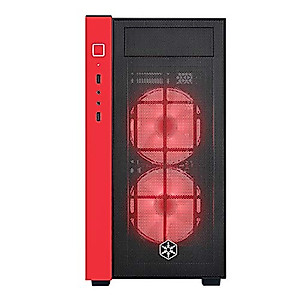 SilverStone Technology RL08BR-RGB Black and Red Micro-ATX Case with Tempered Glass Side Panel and 2 x120mm RGB Fans