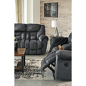 Signature Design by Ashley Capehorn Oversized Manual Pull Tab Reclining Sofa, Dark Gray