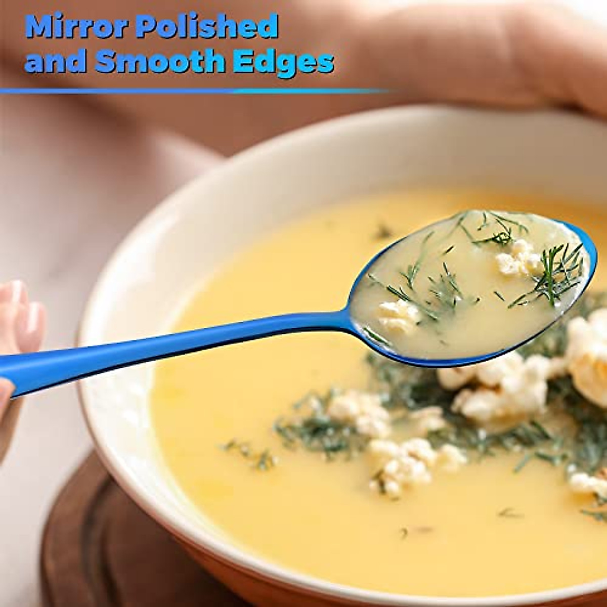 Blue Cutlery Set, 30 Pieces Silverware Set - Stainless Steel Flatware Sets for 6 - Mirror Polished Utensil Set, Essentials Eating Tableware Set for Home&Kitchen,Dishwasher Safe