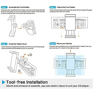 APPS2Car Universal Car Mount [2 in 1] CD Slot Tablet Car Mount for 7-12.4 inch Tablet, CD Player Cell Phone Holder for 3.5-7 inch Smartphone Tablet Car Mount Dash Holder Stand for iPad Pro/Air/Mini