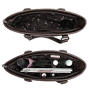 American Bling Tote Bag for Women Western Shoulder Bags Top Handle Satchel Vegan Leather Purse and Handbag 2 PCS Set with Wallet Coffee SC-ABT-G1005CF+W