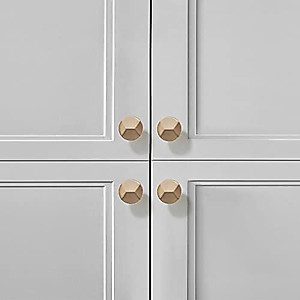 TUNNY 10 Pack Round Single Hole Cabinet Knob - Matte Champagne Brushed Solid Furniture Knob for Kitchen Cabinets Bedroom Dresser Furniture Hardware