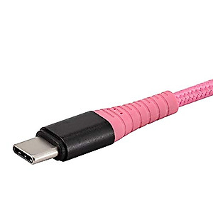 Monoprice - 138320 USB 2.0 Type C to Type A Charge and Sync Cable - 6 Feet - Pink, Durable, Kevlar-Reinforced Nylon-Braid - AtlasFlex Series