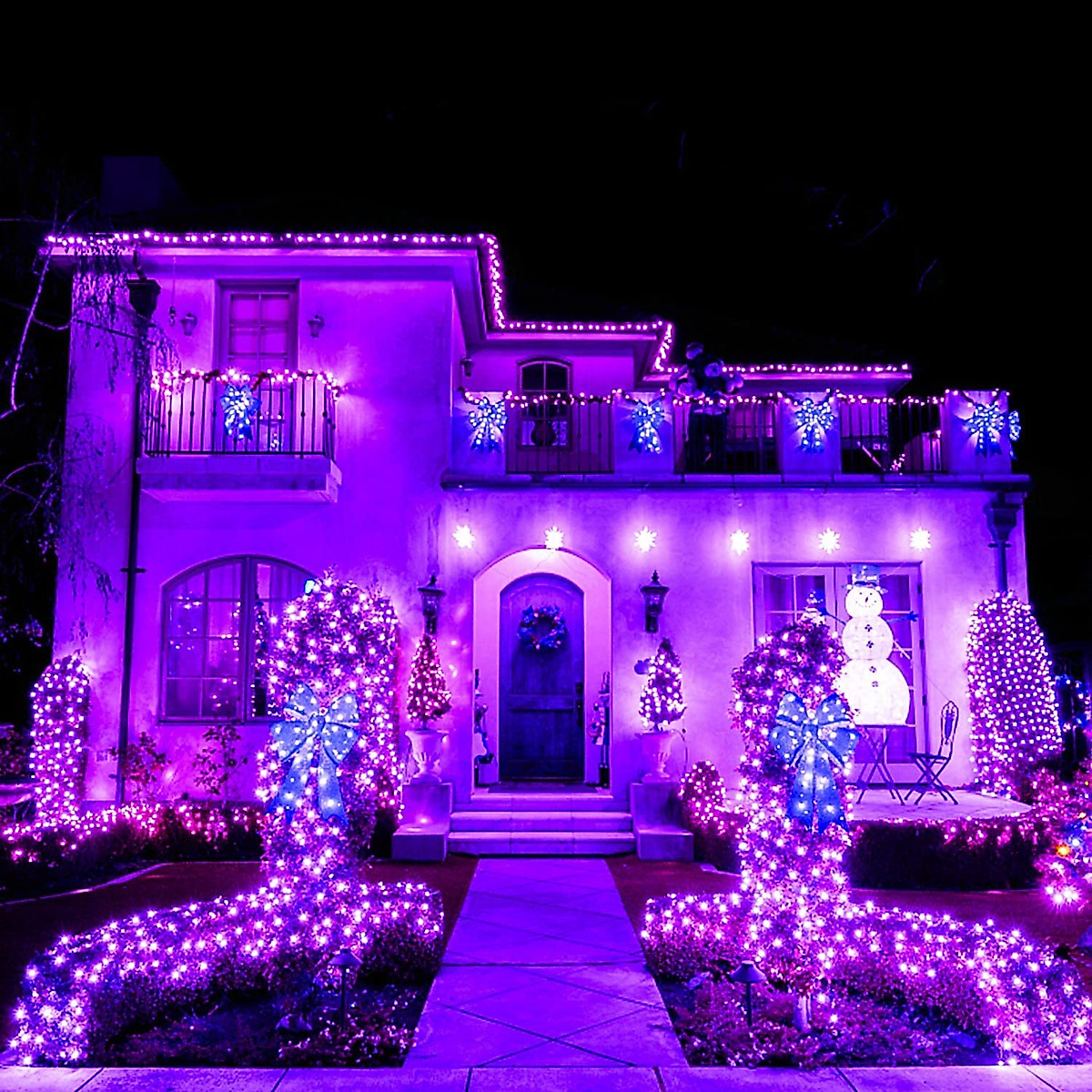 JMEXSUSS 2 Pack Purple Solar Christmas Lights, Total 400 LED 151FT Solar String Lights Outdoor Waterproof, 8 Modes Purple Christmas Lights for Outside Tree Patio Party Christmas Halloween Decorations