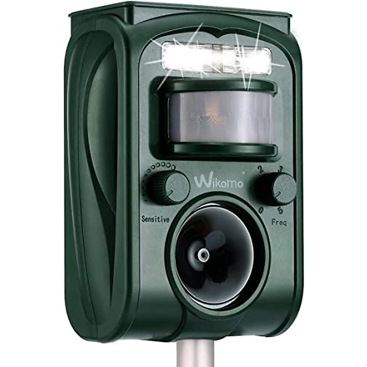 Wikomo 2023 Solar Powered Repellents Protectors Outdoor, Waterproof Solar Device with USB Charging, Flashing LED, 5 Working Modes, Suitable for Yard, Terrace, Campsite, Garden, Farm-Green