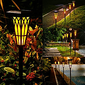 Solar Torch Lights Outdoor, 2 Lighting Modes with Dancing Flickering Flames, Waterproof IP65 Auto On/Off Flickering Solar Lights Outdoor, Solar Tiki Torches Decoration Lights for Path Yard Garden