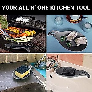 Silicone Spoon Rest for Stove Top – Set of 2 | HEAT RESISTANT | EASY – CLEAN Silicone Spoon Holder for Stove Top | Nonstick Sturdy Silicon Spoon Rest for Kitchen Counter | HOLDS 2 LARGE UTENSILS