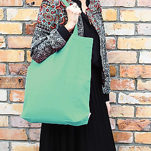 Augbunny 100% Cotton Canvas Shopping Tote Bag Grocery Bag 4-pack