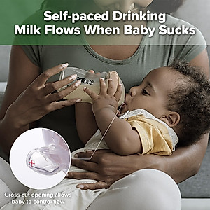 haakaa Gen.3 Natural Glass Baby Bottle Wide Neck Anti-Colic Variable Flow Nipple - Easy to Clean & Latch for 6M+ Breastfed Babies, Newborn Registry Essentials,BPA-Free, 6.3 oz/180 ml, Peach