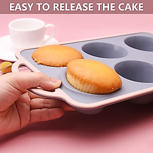 Silicone Muffin Pan, 6 Cups Cupcake Pan, Nonstick Silicone Muffin Tin, Mini Muffin Pan BPA Free And Dishwasher Safe, Great For Making Muffin Cakes, Tart, Bread (6 Cups,2 Pcs)
