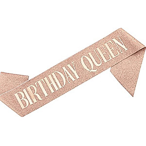 AOPRIE Birthday Crown for Women Birthday Queen Sash for Women Birthday Tiara for Women Birthday Girl Headband Princess Crown Rhinestone Happy Birthday Accessories Rose Gold