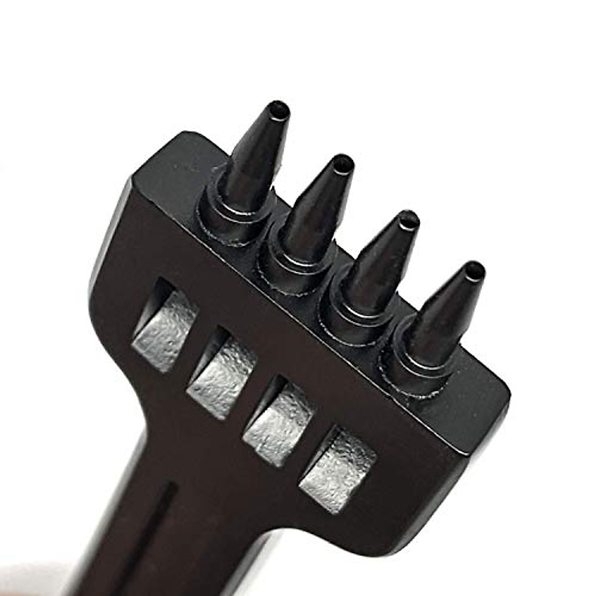 Citian Leather Round Hole Punching Tool 5mm 2/4/6 Claw Tooth Set for DIY Leather Craft (Black)