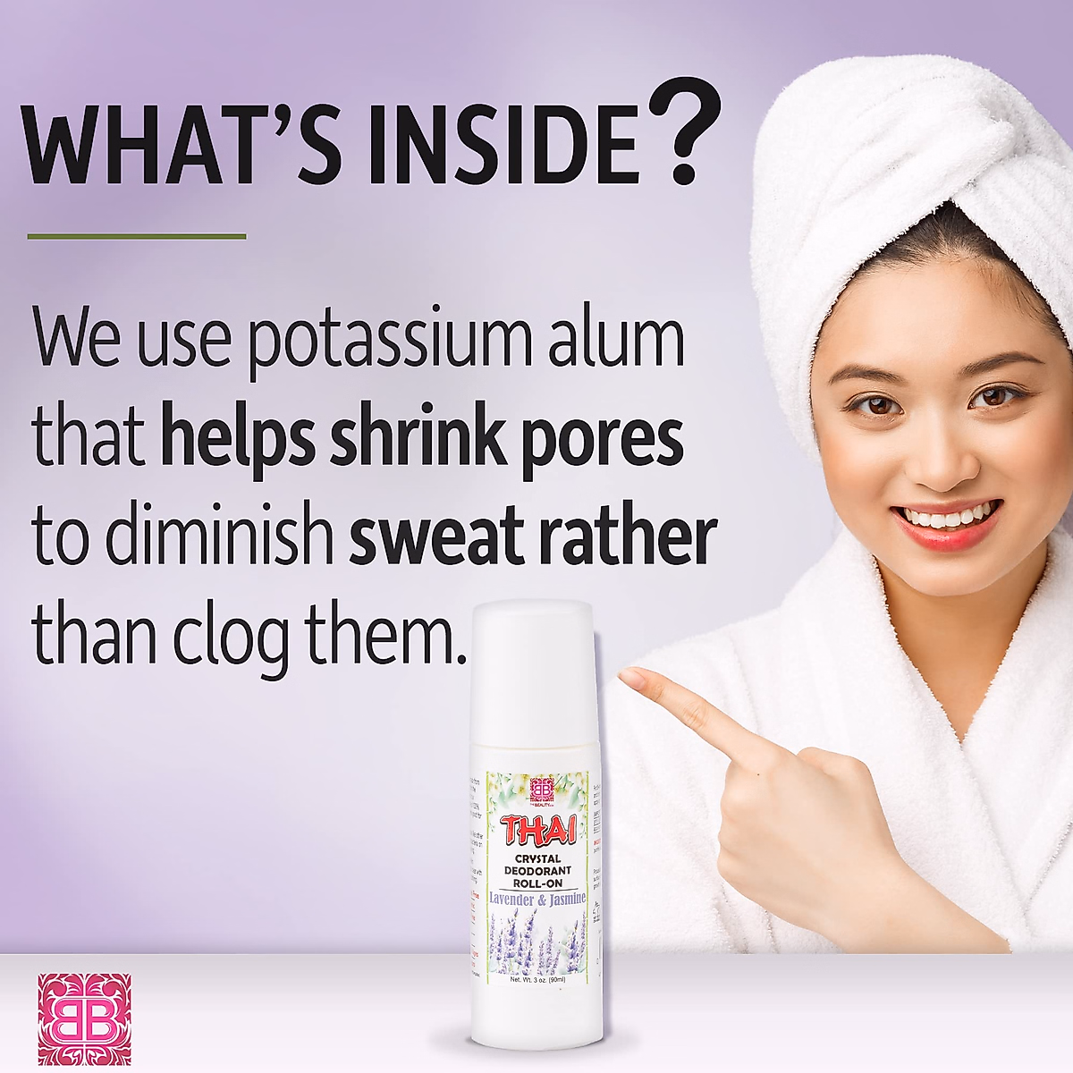 Thai Crystal Deodorant Stone Stick – Potassium Alum All Natural Deodorant for Women & Men – 2.125 Oz. Stick without Animal Testing or Chemicals by The Beauty Box