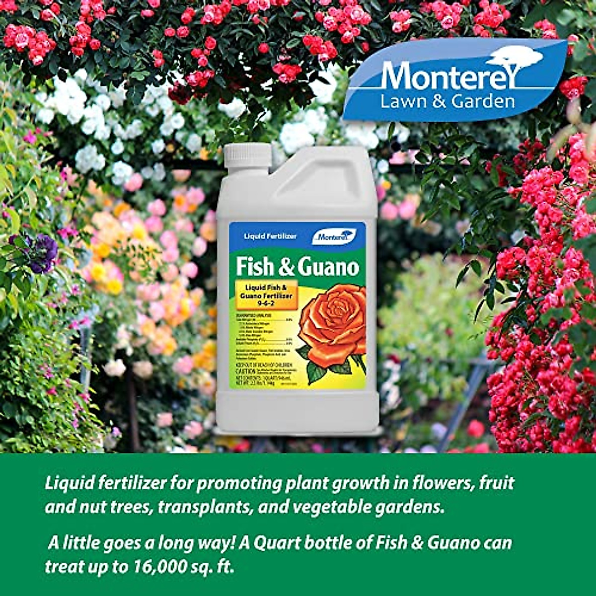 Monterey LG 7265 Fish & Guano Liquid Plant Fertilizer for Transplants and Flowers, 32 oz