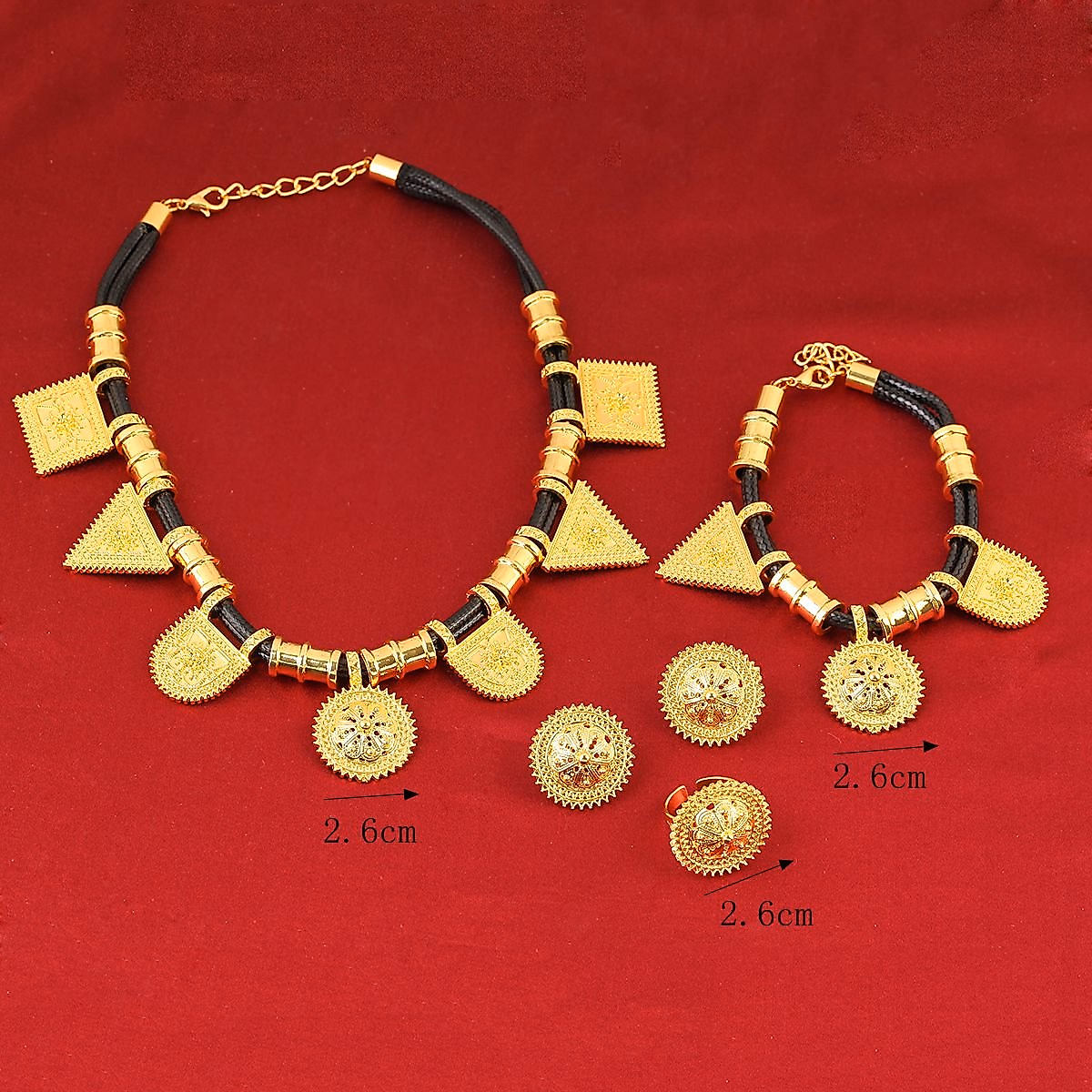 Ethiopian Jewelry Set Gold Plated 24k Eritrea Habesha Sets Ethiopia Jewellery Wedding Gift (Gold Plated)