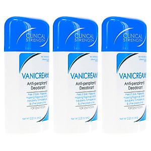 Vanicream Anti-Perspirant - Deodorant Clinical Strength For Sensitive Skin, 2.25 Oz Pack of 3