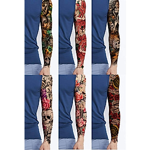 Pinone Full Arm Temporary Tattoo For Man Women L19“xW7”(12 Sheets)