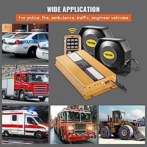 VEVOR Police Fire Emergency Warning Alarm, 400W 8 2 Horn, Black