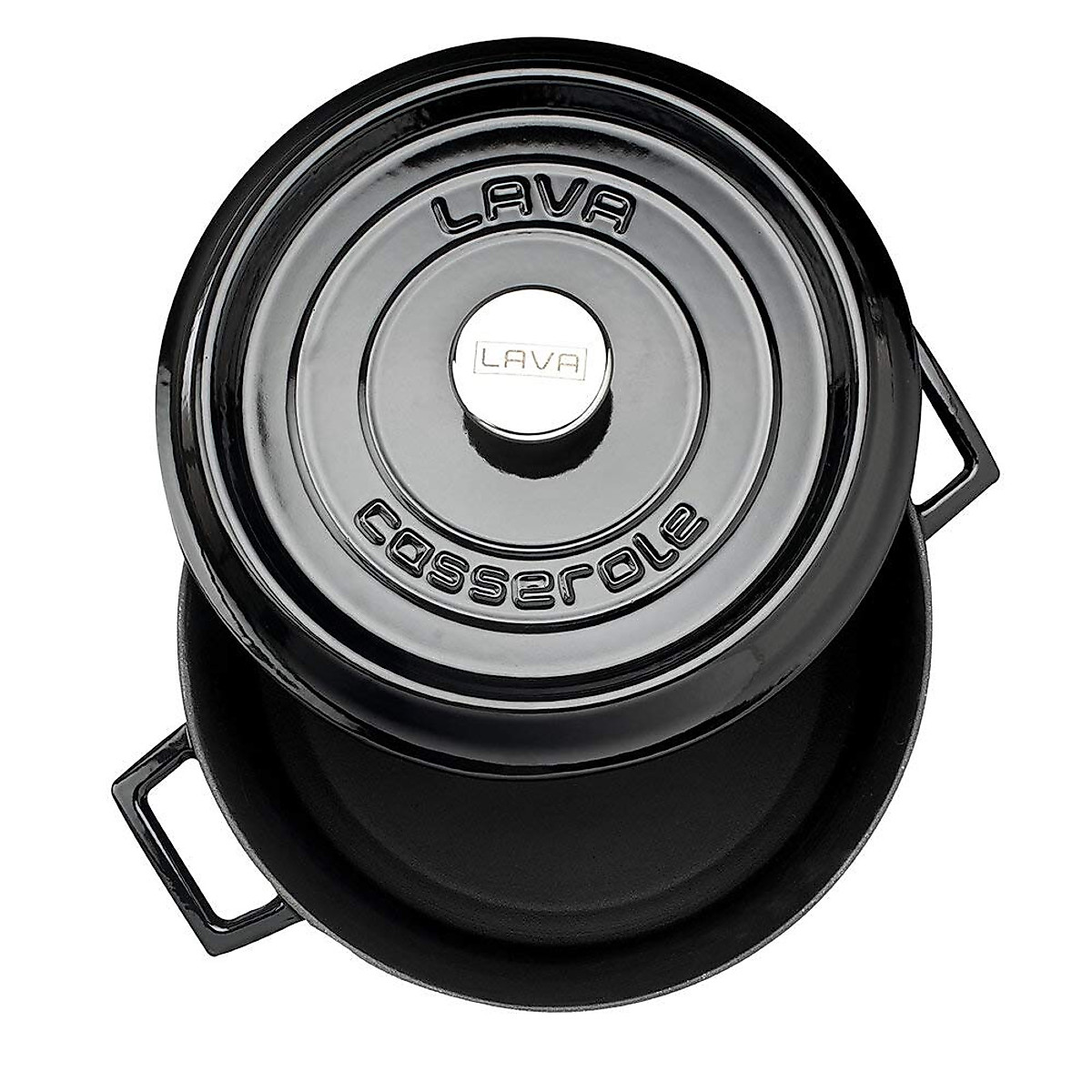 Lava Signature Enameled Cast-Iron Round Dutch Oven - 7 Quart, Obsidian Black
