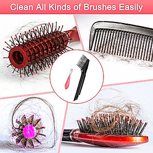WXJ13 6 Pieces Hair Brush Cleaner Hair Brush Cleaning Tool Comb Cleaner Brush Hairbrush Comb Cleaner Tool for Removing Hair Dust(Black, Pink, Plastic Handle Rake)