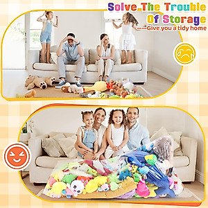 DoubleFill Clear Stuffed Animal Bean Bag Chair Sofa Cover for Kids Creative Waterproof PVC Soft Plush Toys Storage 50 x 35 x 30 inches Large Transparent Organizer for Toddler Children Rooms Cover Only