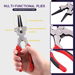 Swpeet 7Pcs 10 Inch Scratch Wire Brush Welding Hammers Slag Removal Tool with Metal Sheet Thickness Gauges, 8 Inch Welding Plier and 10 Inch Welding Chipping Hammer with Steel Coil Spring Handle