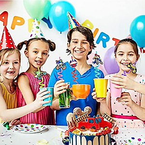 Dirt Bike Drinking Straws 24 PCS Motorcycle Party Favors with 2 Cleaning Brush Motocross Racing Birthday Party Supplies BMX Party Decorations for Kids