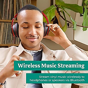 Electrohome Montrose Wireless Vinyl Record Player 2-Speed Belt-Drive Turntable, with Audio-Technica Stylus, Bluetooth, Vinyl-to-MP3 Recording, Speed Control Motor, Built-in Preamp, Wood Plinth (RR36)