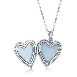 Beaux Bijoux Sterling Silver Rose Pink Cameo Designed Heart Locket Necklace