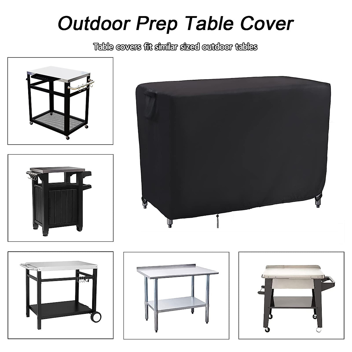 Kingling Outdoor Prep Table Cover, Waterproof Stainless Steel Table Cover Metal Table Cover Protection for Patio Kitchen Prep/Work Table - 48''L x 24''W x 35''H